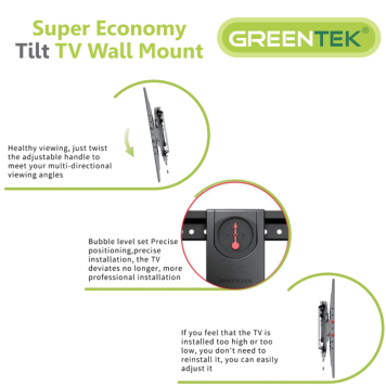 Bracket Dinding GREENTEK GT-90T TV Wall Mount Tilt Nunduk Tegak 65″-100″